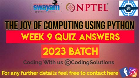 The Joy Of Computing Using Python Week 9 Answers 2023 Nptel Swayam Youtube