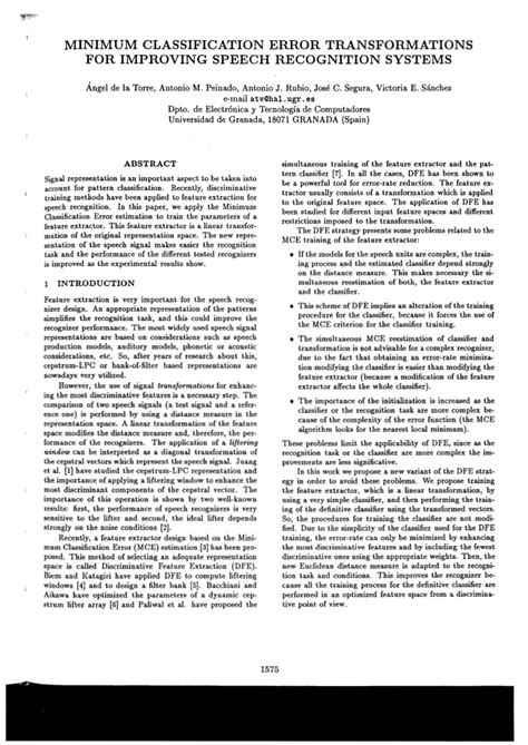 pdf minimum classification error transformation for improving speech