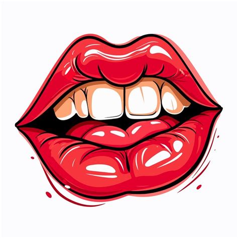 Premium Vector Vector Illustration Of Glossy Red Woman Lips With Tongue