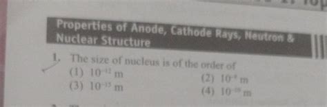Properties Of Anode Cathode Rays Neutron And Nuclear Structure1 The Si