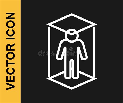 White Line 3d Modeling Icon Isolated On Black Background Augmented