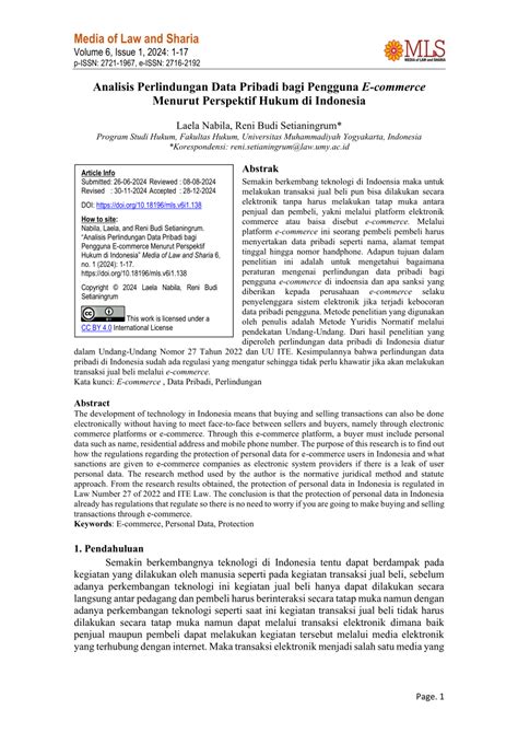 Pdf Analisis Perlindungan Data Pribadi Bagi Pengguna E Commerce Menurut Perspektif Hukum Di