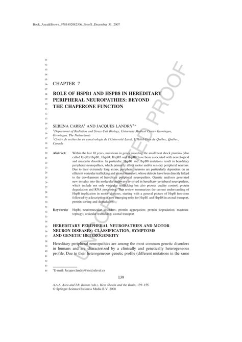 Pdf Role Of Hspb1 And Hspb8 In Hereditary Peripheral Neuropathies