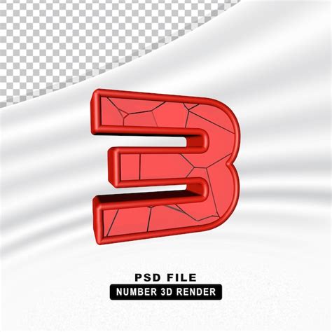 Premium Psd Number 3 Red Luxury 3d Render