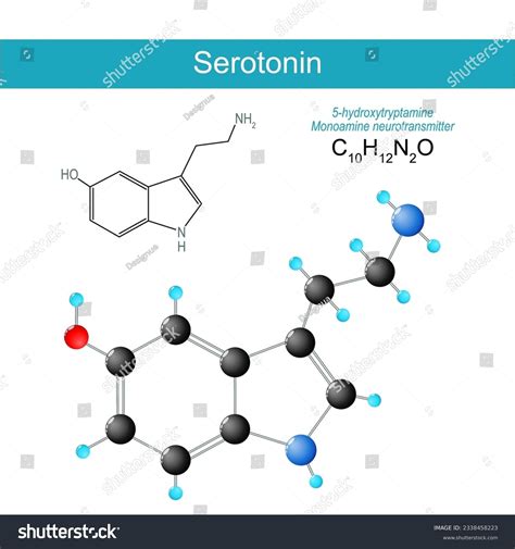 Serotonin Molecule Molecular Chemical Structural Formula Stock Vector