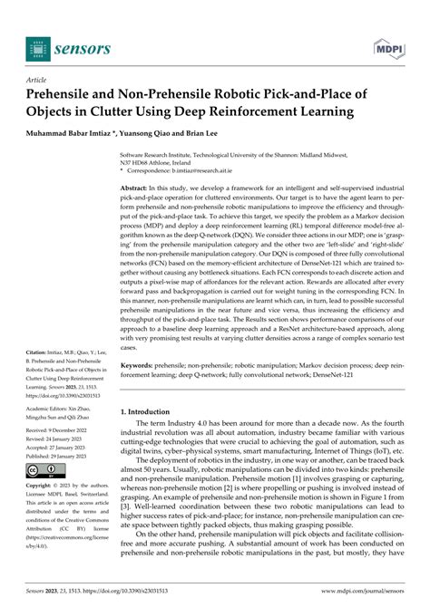 Pdf Prehensile And Non Prehensile Robotic Pick And Place Of Objects