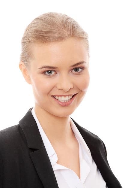 Premium Photo Portrait Of Smiling Businesswoman Against White Background