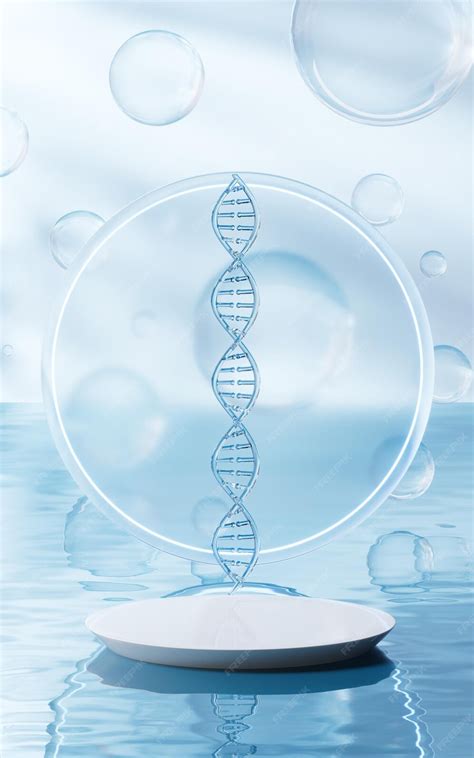 Premium Photo Dna With Water Surface Background 3d Rendering
