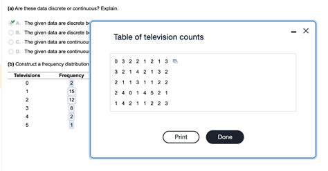 Solved A Are These Data Discrete Or Continuous Explain Chegg
