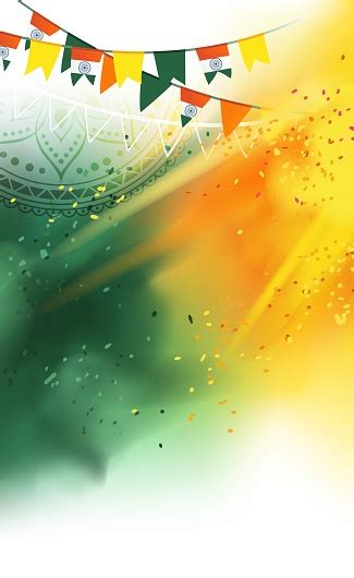인도 Holi 현실적인 분말 페인트 구름과 장식 플래그와 함께 화려한 배경 홀리에 대한 스톡 벡터 아트 및 기타 이미지 홀리
