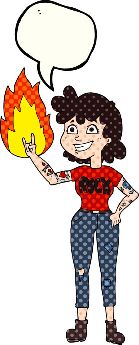 Hand Drawn Comic Book Speech Bubble Cartoon Rock Girl 44995171 Png