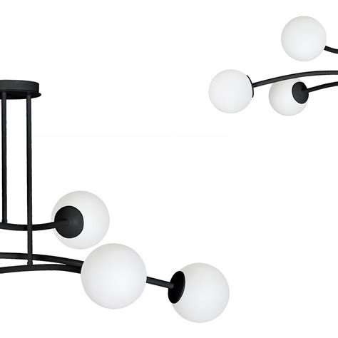 Lampa sufitowa żyrandol kule szklane Halldor VI biało czarna Emibig