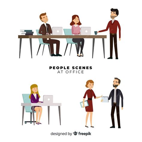 Люди в офисе устанавливают сцены Бесплатно векторы