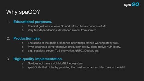 spago a self contained ml and nlp library in go ppt