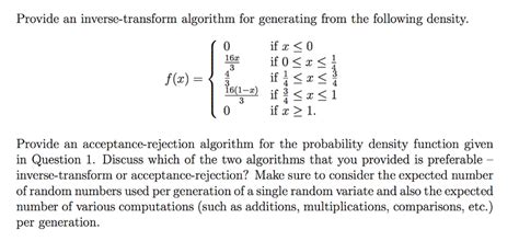 Provide An Inverse Transform Algorithm For Generating Chegg