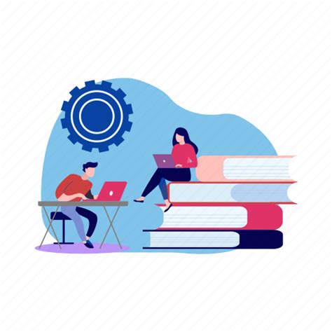 Male Female Using Laptop Studying Icon Download On Iconfinder