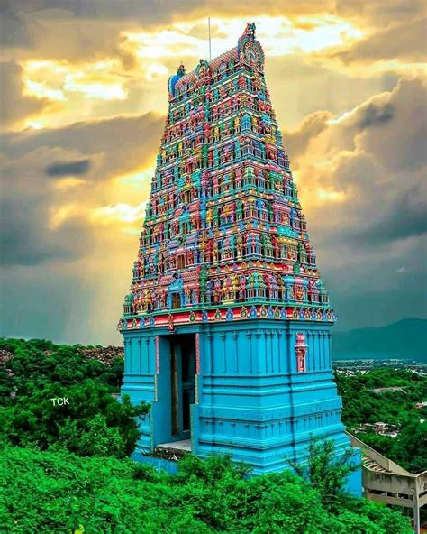 Download Colorful Blue Murugan Temple Gopuram Wallpaper