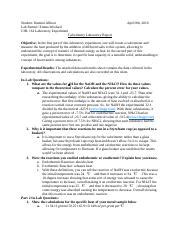 Lab Report Calorimetry Docx Babe Damien Allison Lab Partner Emma Woolard CHL 161