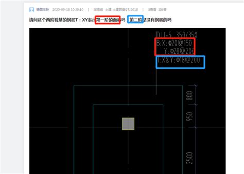 请问这个两阶独基的钢筋TXY表示第一阶的面筋吗第二阶是没有钢筋的吗 服务新干线答疑解惑