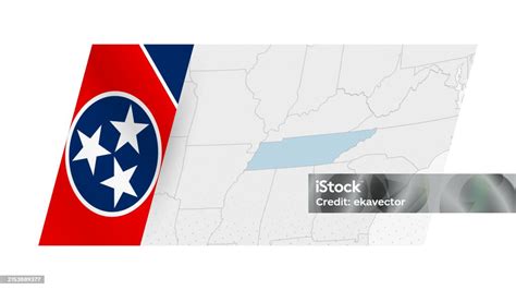左側にテネシー州の旗が付いたモダンなスタイルのテネシー州の地図 アメリカ合衆国の州のベクターアート素材や画像を多数ご用意 アメリカ