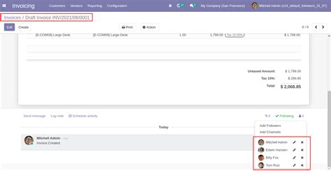 Accounting Default Followers Odoo Invoice Default Followers Odoo
