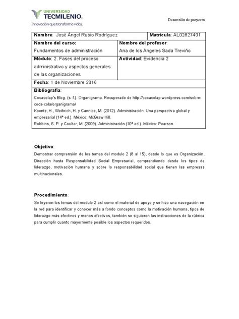 Evidencia 2 Fundamentos De La Administracion Pdf Business Liderazgo