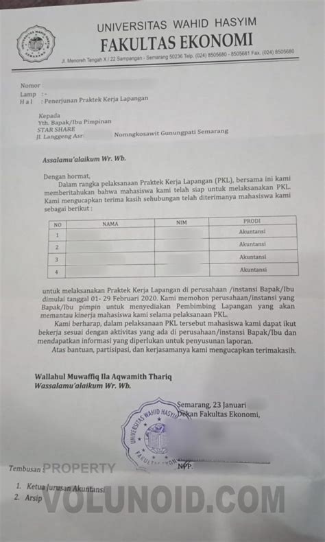 Dokumen Dan Contoh Laporan Magang Universitas Wahid Hasyim