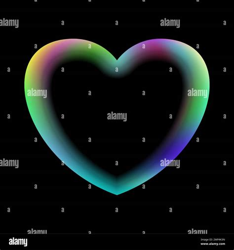 Holographic Heart Frame Fluid Liquid Chrome Heart Shape Stock Vector
