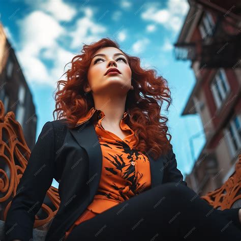 Premium Photo Low Angle Beautiful Woman Posing