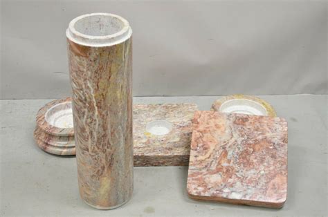 Italian Classical Neoclassical Pink Marble Pedestal Column Plant Stand