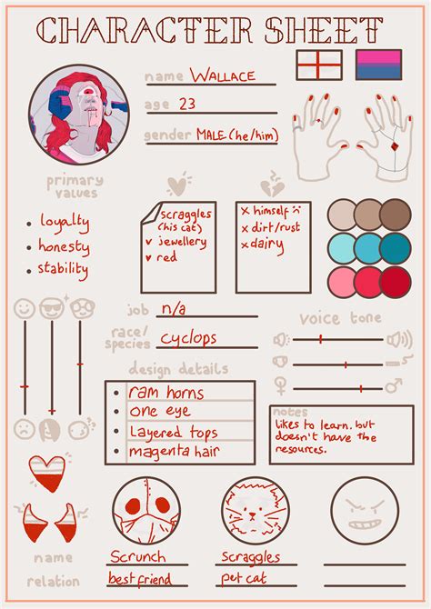 Simple Oc Character Sheet Blank Template Printable Etsy Uk