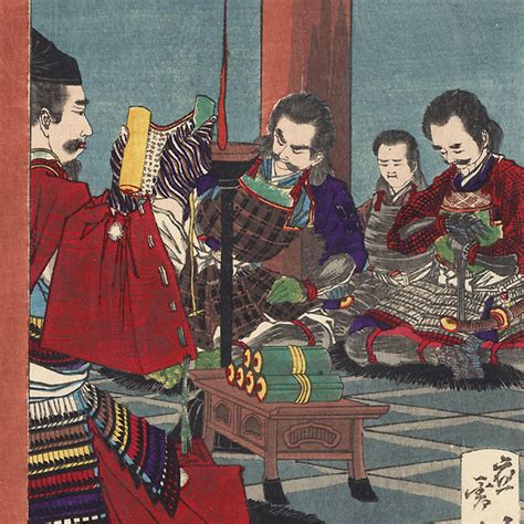 Yoshitoshi 1839 1892 Kusunoki Masashige Reading To His Troops At