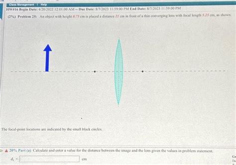 Solved Problem An Object With Height Cm Is Chegg