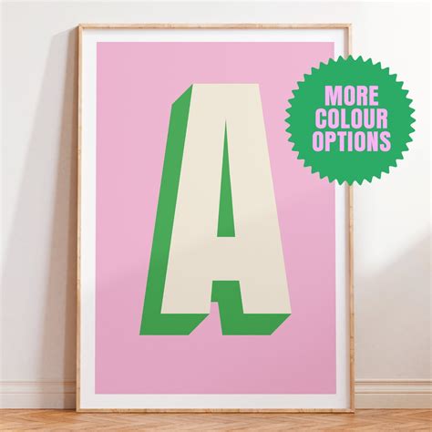 Initial Print Colourful Initial Print Customisable Initial Print Personalised Name Prints Name