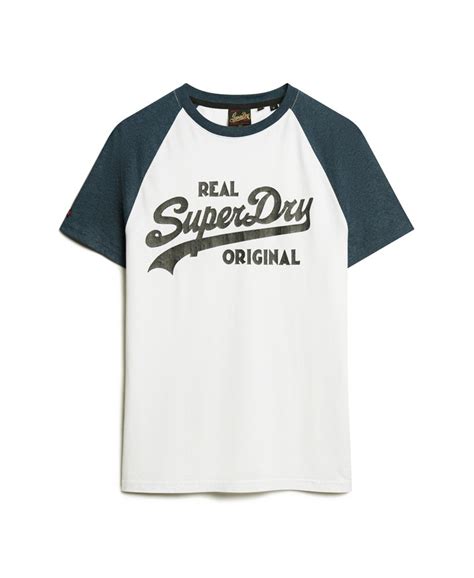 Mens Athletic Vintage Logo Raglan T Shirt In Optic Whitevintage Navy