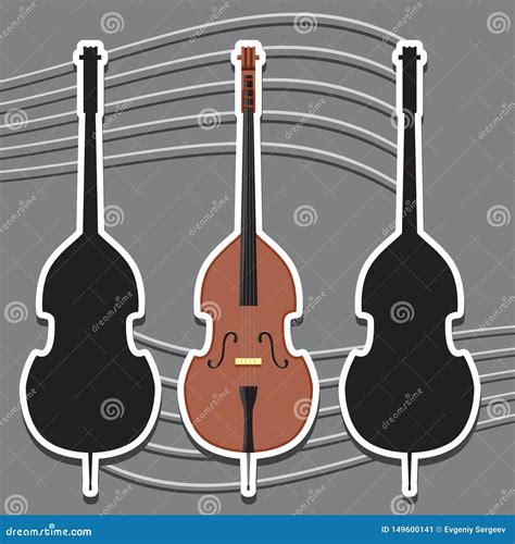 Icon Double Bass Musical Instrument String And Silhouette Vector Image Stock Vector