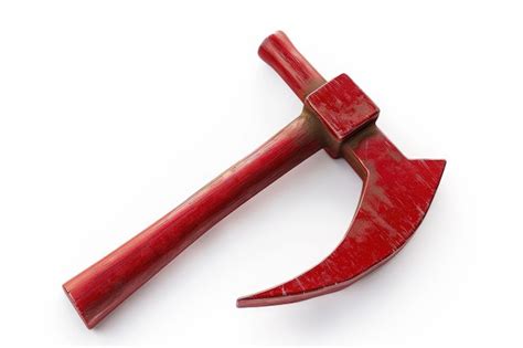 A Red Axe With A Wooden Handle On A White Surface Ideal For Tools And Equipment Concept Designs