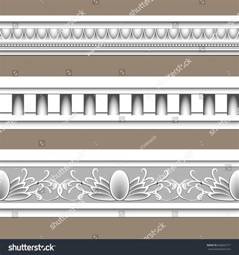 Set Classical Architectural Elements Cornice Girdles Stock Vector
