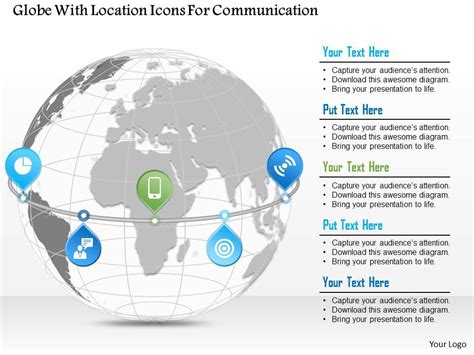 Globe With Location Icons For Communication Ppt Presentation Slides Templates PowerPoint