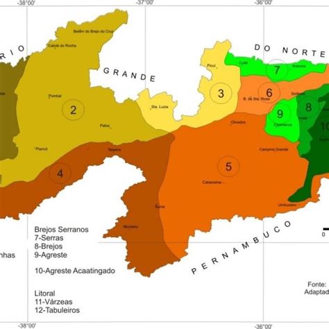 Regiões Geográficas Segundo Limites Naturais Do Estado Da Paraíba