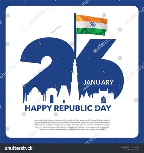 26 January Happy Republic Day India เวกเตอร์สต็อก ปลอดค่าลิขสิทธิ์