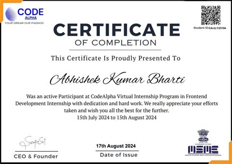 Frontenddeveloper Certificate Developer Frontend Abhishek Kumar Bharti