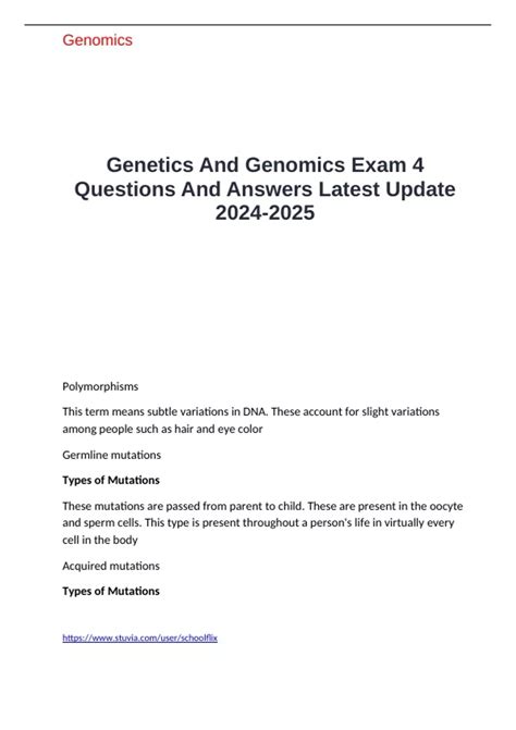 Genetics And Genomics Exam 4 Questions And Answers Latest Update Genomics Stuvia Us