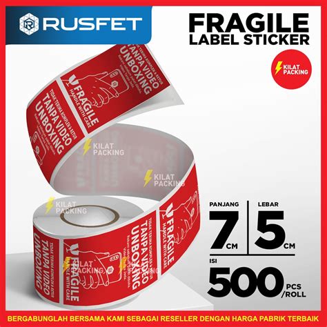 Jual Sticker Sticker Unboxing With Fragile Rusfet Label Wajib Video