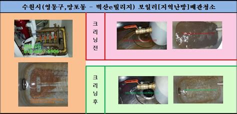 수원시영통구망포동 벽산e빌리지 보일러 지역난방 배관청소 보일러수도배관청소 청운크린