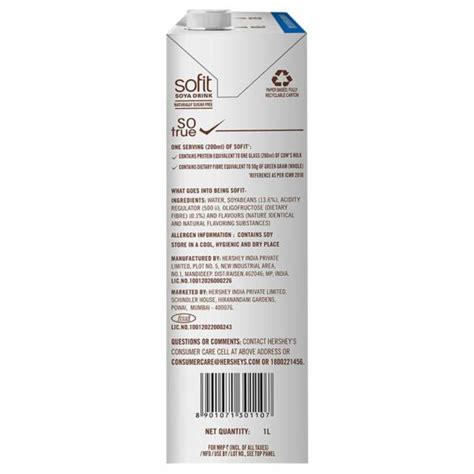 Sofit Naturally Sugar Free Soya Milk 1 L Tetra Pak Jiomart