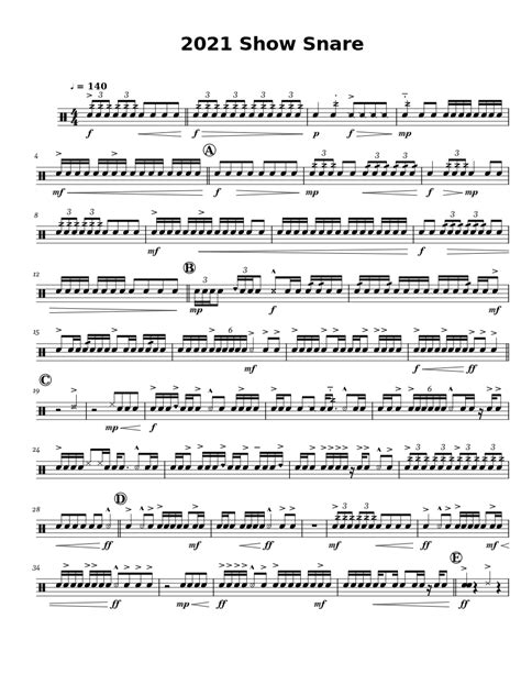 2021showsnare Sheet Music For Snare Drum Solo