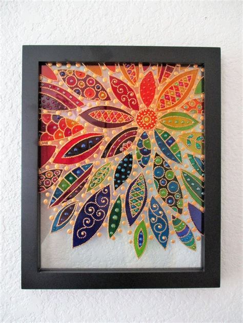 Abstract Flower 11x9 3D Glass Painting Bohemian Decor Sun Catcher