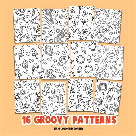 Groovy Patterns Colouring Pages Coloring Book Color Easy Cute Printable