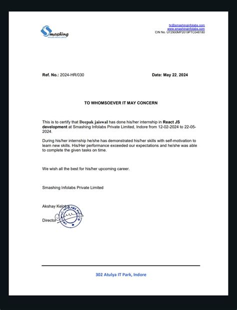 Deepak Jaiswal On Linkedin Reactjs Internship Webdevelopment Smashinginfolabs Indore